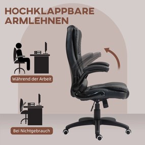HOMCOM Kancelářská židle HOMCOM, ergonomická manažerská židle s houpací funkcí, sklopné područky, výškově nastavitelná kancelářská židle s otočnou fu…