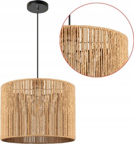 Závěsná lampa Boho Natural 30 cm Jutový Provázek Černá Béžová E27
