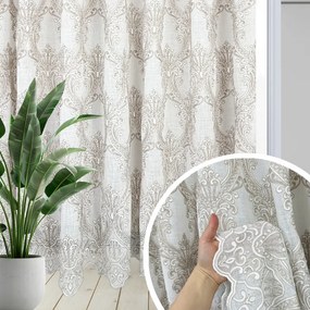 Voálová Luxusní vyšívaná záclona bílá Versailles Beige metráž Ervi 3634-13