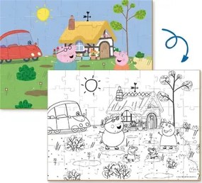 DODO Oboustranné puzzle Prasátko Peppa: Na chalupě / 60 dílků / 32 x 2
