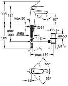 GROHE 23448002 - Umyvadlová baterie EURODISC COSMOPOLITAN velikost M chrom