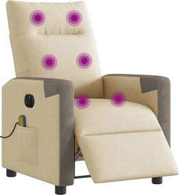 Elektrické masážní polohovací křeslo krémové textil 3324088