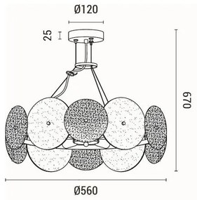 Lustr na lanku GLOW 6xE14/40W/230V