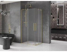 Mexen Velar L Duo, sprchový kout s posuvnými dveřmi 100 x 90 cm, 8mm sklo námraza, zlatá matná, 871-100-090-02-33-55