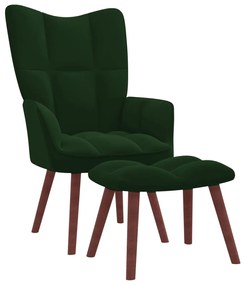 Relaxační křeslo se stoličkou tmavě zelené samet,  328064 HangarStore.cz