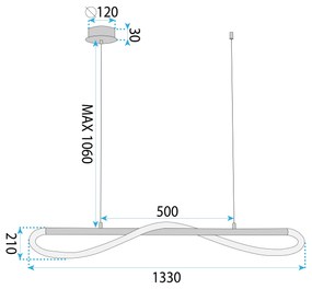 Toolight Stropní svítidlo LED APP853-CP Long Black