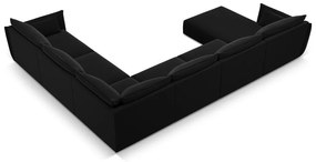 Černá sametová rohová pohovka (pravý roh/do "U") Vanda – Mazzini Sofas