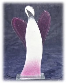 BDK-GLASS Skleněný dekorativní anděl bílo-růžový