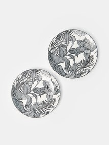 Sinsay - Keramické talíře s rostlinným motivem 2 pack - vícebarevná
