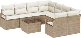 Set pohovek 9 ks 8-Počet míst Béžová a krémová Polyratan 3346321