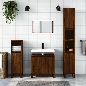 3dílný set koupelnových skříněk hnědý dub kompozitní dřevo