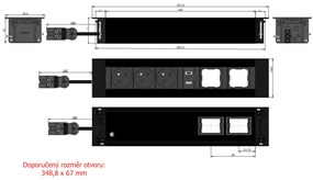 IBConnect Vestavná zásuvka INTRO černá - různé konfigurace Konfigurace elektrozásuvky: 3x230V