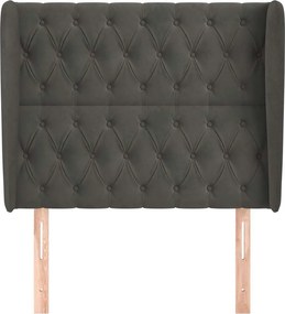 Čelo postele typu ušák tmavě šedé 103x23x118/128 cm samet 3118335