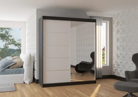 Posuvná skříň s zrcadlem CARO 180 černá – bílá