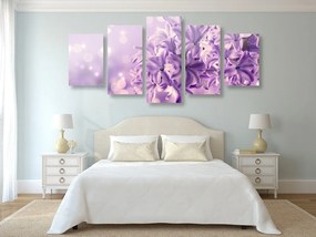 5-dílný obraz fialový květ šeříku - 200x100 cm