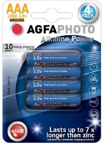 AgfaPhoto Power alkalická baterie 1,5V LR03/AAA, blistr 4ks
