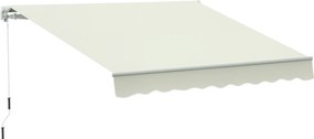 Sklopná markýza Outsunny 295 x 245 cm s klikou, nastavitelný úhel 45°-85°, hliníková a polyesterová 280 g/m², terasová markýza v krémové barvě | Aosom