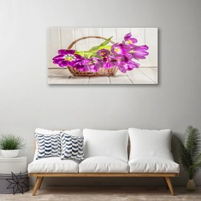 Obraz na skle Květiny v Košíku 100x50 cm