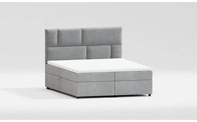 Světle šedá boxspring postel s úložným prostorem 140x200 cm Lola – Ropez