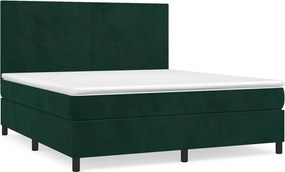 Box spring postel s matrací tmavě zelená 160x200 cm samet 3142914