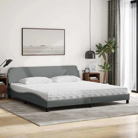 Postel s matrací Dover světle šedá 200 x 200 cm textil 3208464