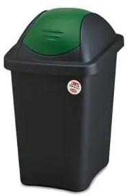 Plastový odpadkový koš Stefanplast MULTIPAT 30 l, černý-zelené víko