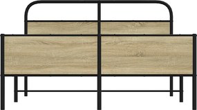 Kovový rám postele bez matrace dub sonoma 150 x 200 cm 3318693
