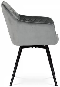 Jídelní židle šedá sametová látka, kovové nohy, černý matný lak DCH-425 GREY4