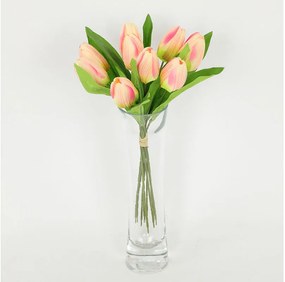 Puget tulipánů, 9 hlaviček, umělá květina, barva růžová