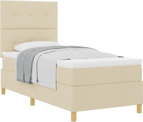 Postel s boxspringem s čelo Krémová 90 x 190 cm textil 3339586