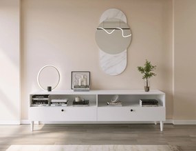 TV stolek s policí a skříňkami DULLUM 200x58cm, bílý