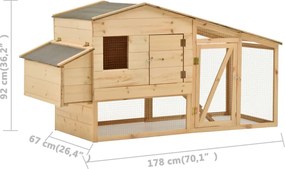 vidaXL Kurník masivní borové dřevo 178 x 67 x 92 cm   [170915]