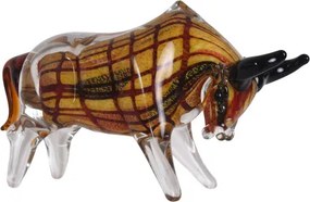 Skleněná socha býka z ručně foukaného skla Murano 30 cm