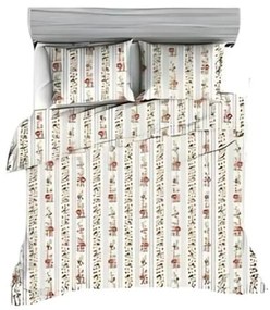 KARO Flanelové povlečení 140x200 1322E 432N šedé vícebarevné květy růže Flanel Comfort button-down