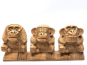 Milujeme Kameny soška Feng shui - 3 opičky dřevěná