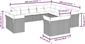 13dílný zahradní sedací souprava s poduškami černý polyratan 3250384