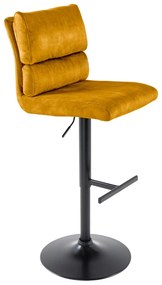 Designová barová otočná židle Frank hořčičný samet