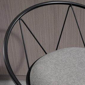 HOMCOM Sada 2 barových židlí v neo-retro designu s nastavitelným otočným kovovým podnožím, černá šedá len