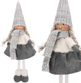 Vánoční figurka holčičky šedá / bílá 48 cm