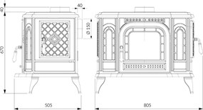 KAWMET Litinová krbová kamna P7 PB s varnými plotnami - 10,5 kW ECO + příslušenství
