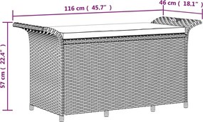 vidaXL Zahradní lavice s poduškou 116 x 46 x 57 cm polyratan [363417] Barva: Hnědá