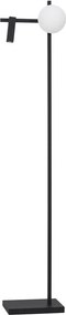 Bílá/černá kovová LED stojací lampa s ohybatelnou konstrukcí se skleněným stínidlem (výška 150 cm) Joline – Nova Luce