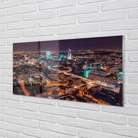 akrylový obraz Varšava Město noční panorama 100x50 cm