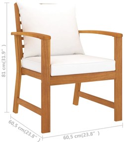 Zahradní židle 2 ks krémové podušky masivní akáciové dřevo,  311831