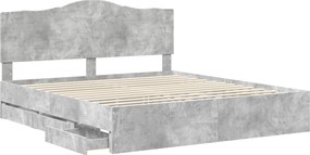 Rám postele s čelo Betonově šedá 180 x 200 cm Inženýrské dřevo 3413390