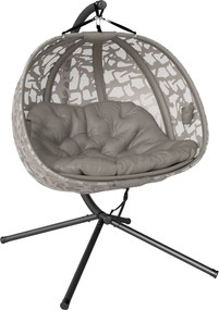 Závěsné křeslo Outsunny, houpací křeslo pro 2 osoby s polštářem, závěsné houpání s sklápěcím sedákem, boční kapsy pro vnitřní a venkovní použití, nosn
