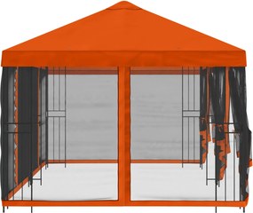 Altán s bočními stěnami 6 x 3 m Oranžová Polyester a ocel 3376002