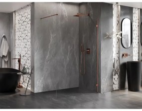 Mexen Lunar sprchová stěna pravá 110 x 200 cm, 8mm čiré sklo, růžové zlato, 830-110-000-60-00-P