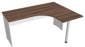 Stůl ergo levý 160*120 cm - Hobis Gate GE 60 L Dekor stolové desky: ořech, Dekor lamino podnože: bílá, Barva nohy: stříbrná