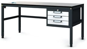 Antistatický dílenský ESD stůl, 3 zásuvkový box na nářadí, 1600x800x745-985 mm